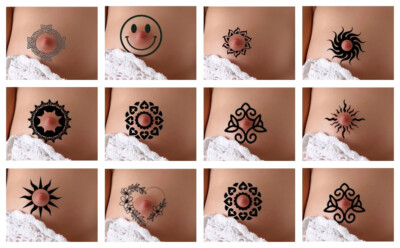 Nipple / Belly Button Ring (Set of 3) Temporary Tattoo breast navel ...