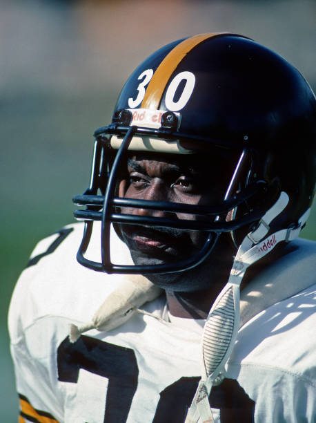Running Frank Pollard of the Pittsburgh Steelers looks on from t- 1983 ...