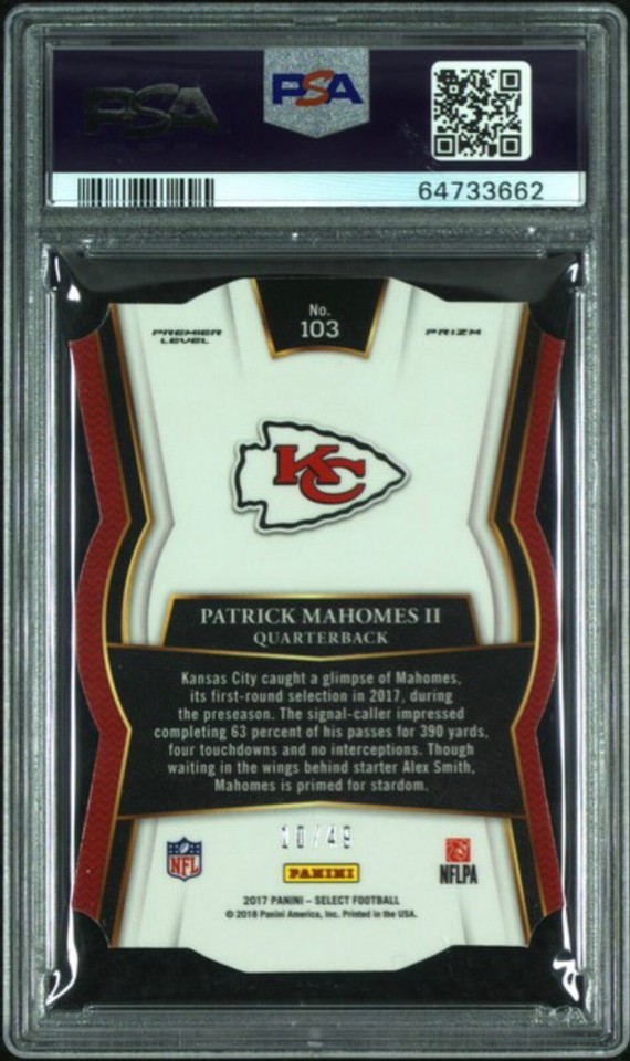 2017 Select Patrick Mahomes Neon Green Die-Cut /49 PSA 9 | eBay