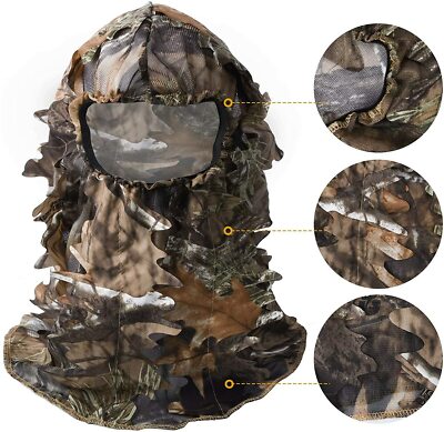 3D Ghillie Face Mask Leafy Ghillie Camo Full Cover Headwear Hunting ...