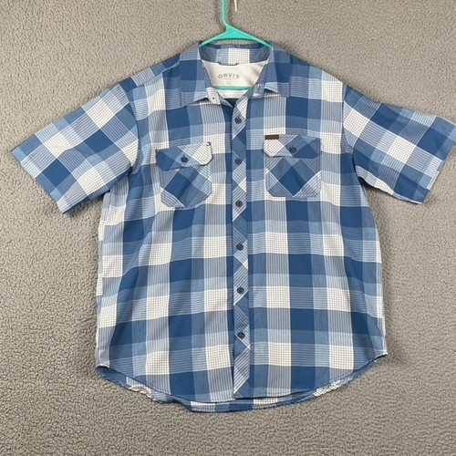 ORVIS Classic Collection Blue Plaid Short Sleeve Shirt Men's XL Vented ...