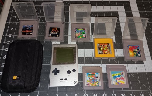 Nintendo Gameboy Pocket W/ 7 Games - Silver Handheld Model MGB-001 ...