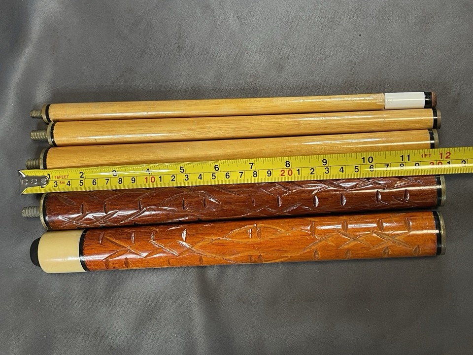 VTG Champion Billiard Pool Cue Stick 5 Piece Case Carved Wood Tiki ...