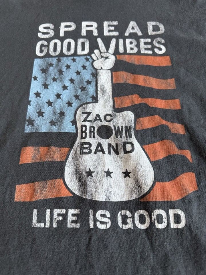 Zac Brown Band T Shirt Size XL Life Is Good Smiley Face | eBay
