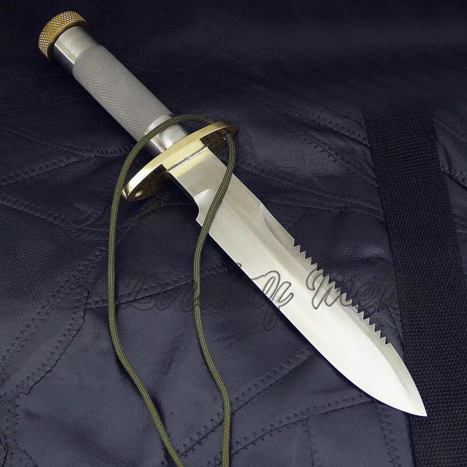 D2 Steel Hunting Camping Survival Heavy Duty Bowie Fix Blade EDC Bowie ...