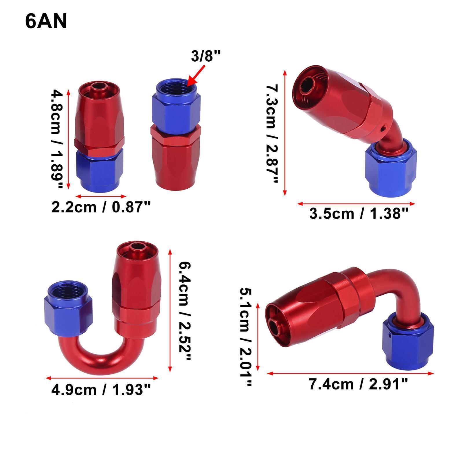 AN6 -6AN AN-6 3/8" Fitting Stainless Steel Braided Oil Fuel Hose Line ...