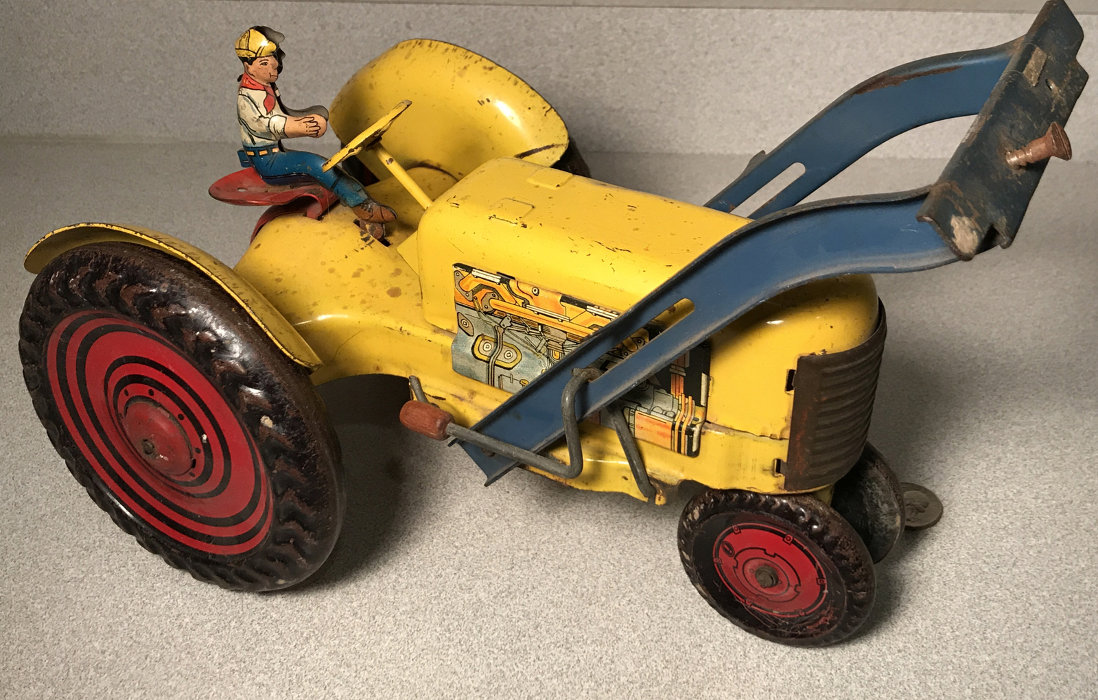 MARX Giant Climbing Tractor Set Front Loader Tractor Rider Litho ...