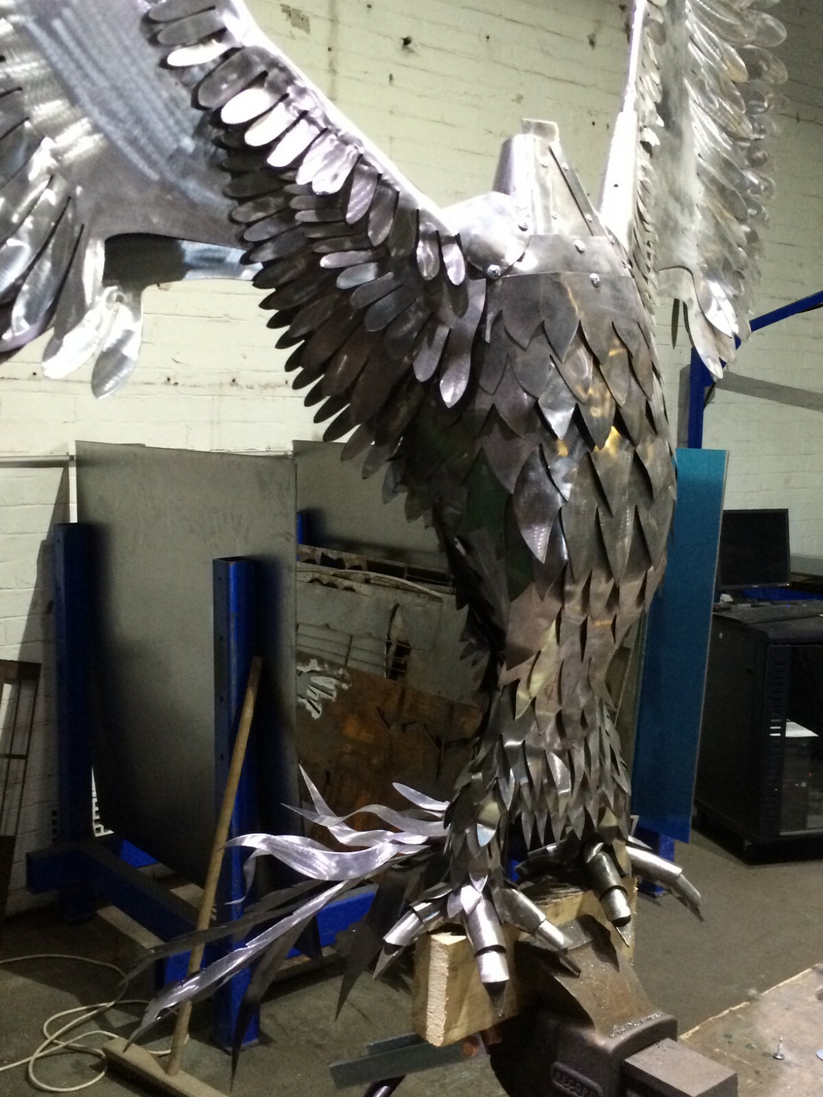 Handmade Welded Steel Phoenix Sculpture on stand | eBay UK