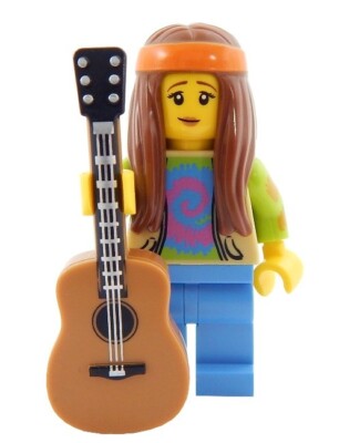 NEW LEGO HIPPIE with GUITAR music musician acoustic instrument female ...