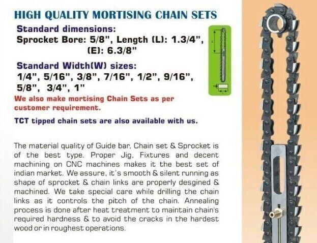 NEW MORTISER CHAIN SET & SPROCKET WIDTH 1/2" LENGTH 1.3/4, 36 LINKS | eBay