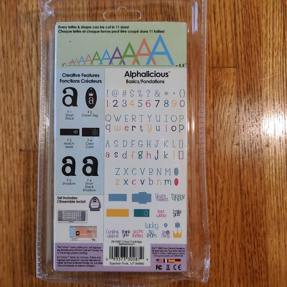 Cricut FONT Cartridge - ABC Alphalicious New in Sealed Package - Many ...