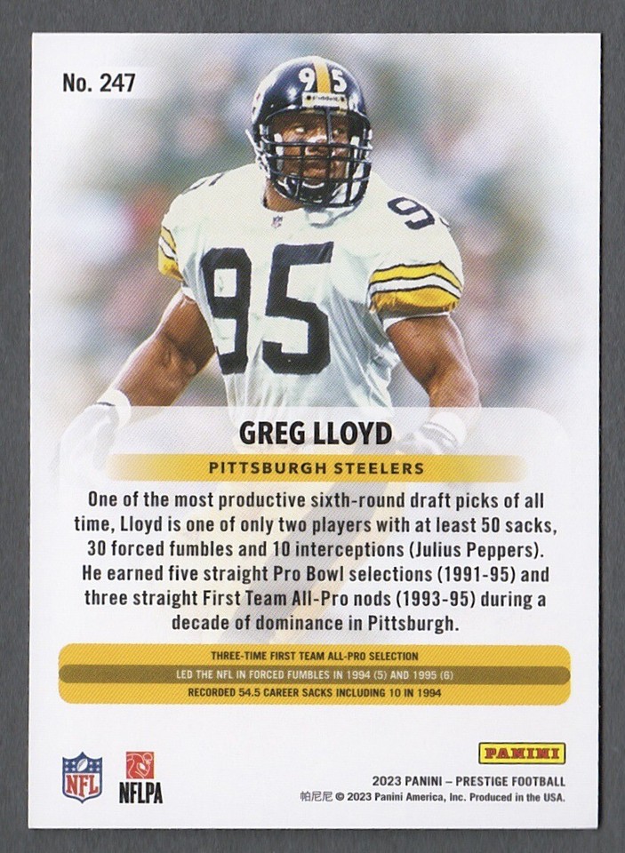 2023 Panini Prestige Greg Lloyd Base #247 Pittsburgh Steelers | eBay