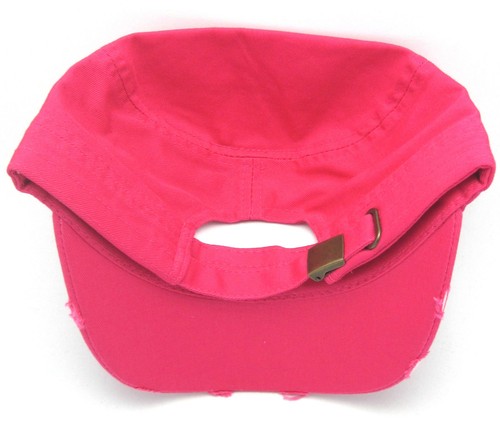Womens Pink Military Cadet Cap Hat Rhinestone Baseball Stars Distressed ...