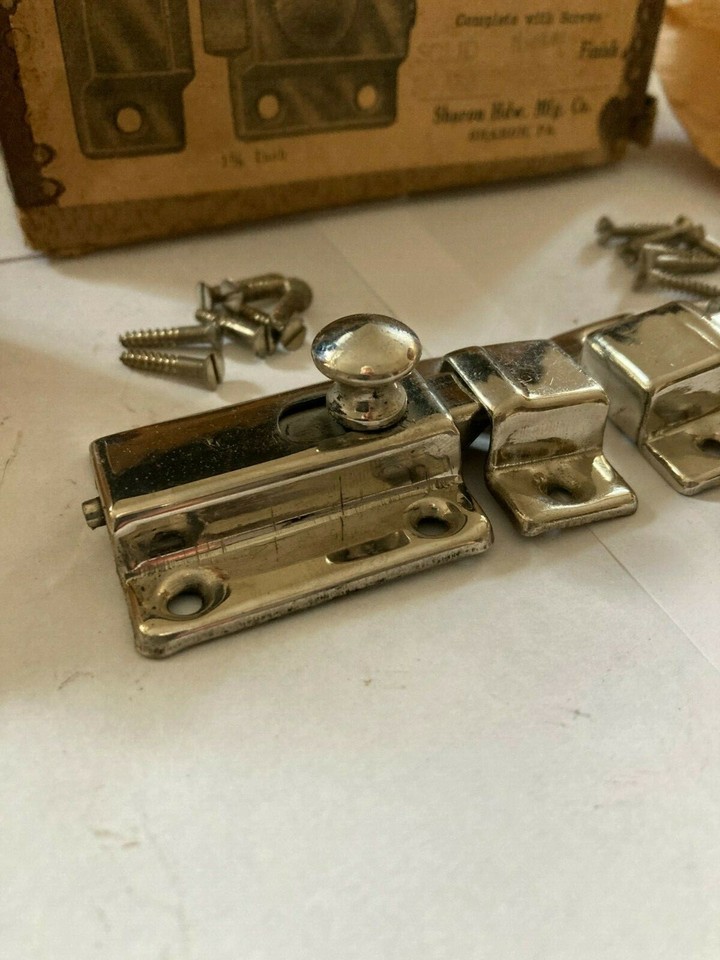 10 NOS CHROME NICKEL PLATED BRASS ART DECO CABINET CUPBOARD HOOSIER ...