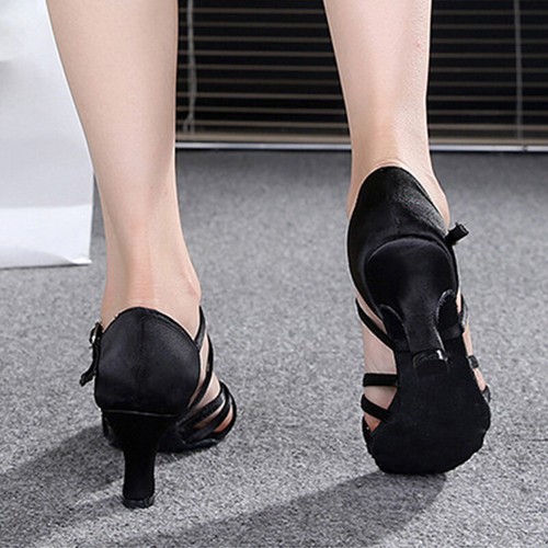 Women Professional Dancing Shoes Ballroom Dance Cha-Cha Shoes Heeled ...
