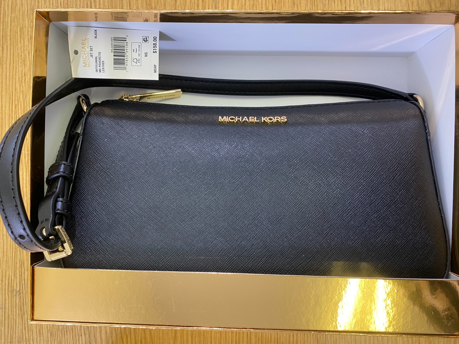 Michael Kors Jet Set Large Leather Crossbody Bag In Black NEW | eBay