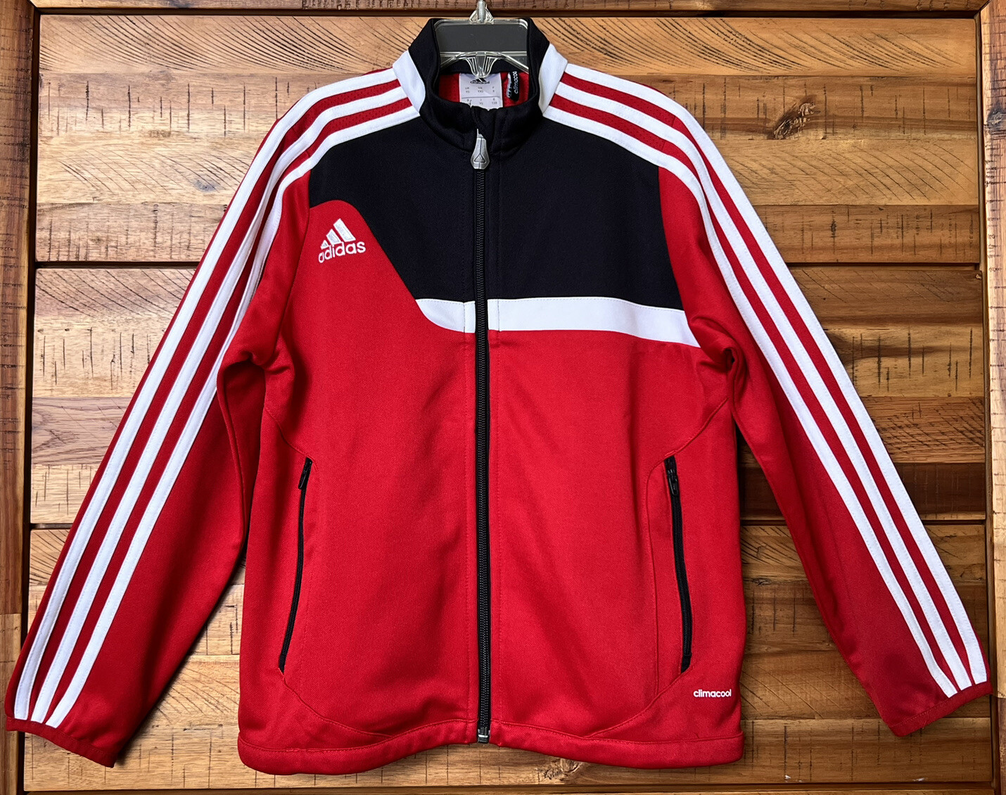 Adidas Boys Track Climacool Jacket SzYxs(5-6) Red, Black & White EUC | eBay