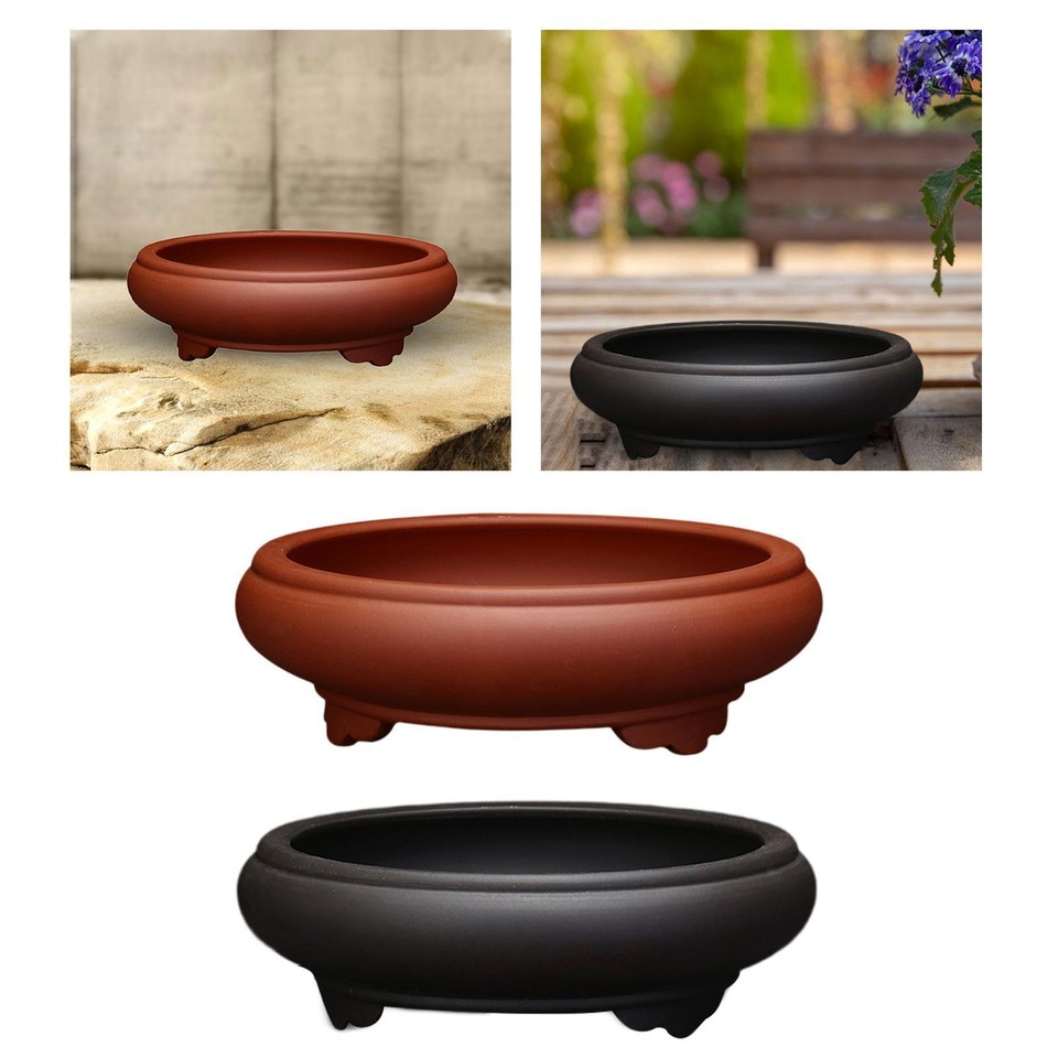 Round Large Shallow Planter Pot Pottery Clay Plant Pot for Home Office ...