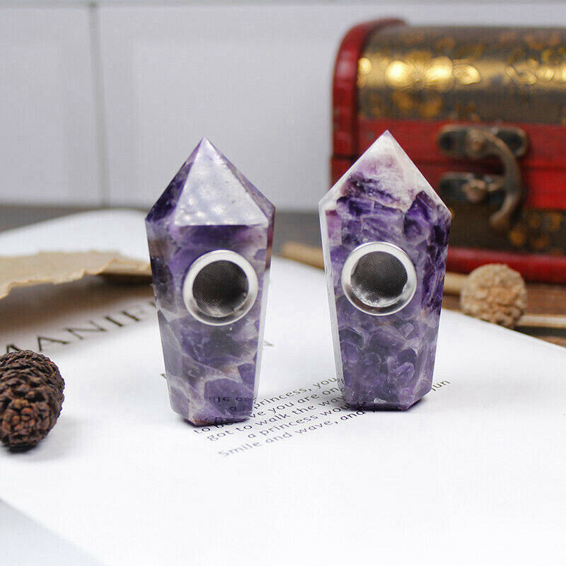 Natural Dream Amethyst Quartz Crystal Smoking Pipe Healing Point Stone ...