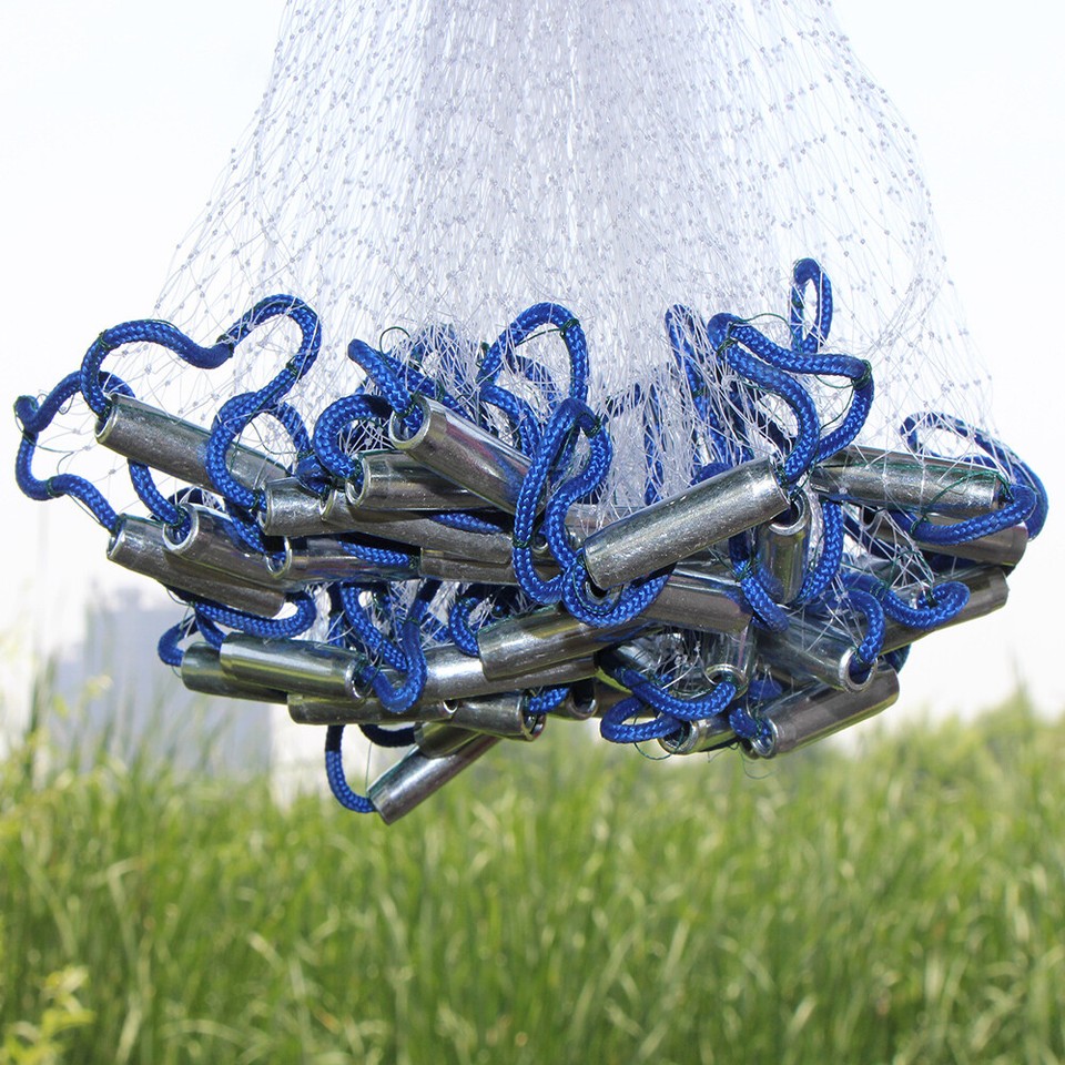 6/8/10/12/16FT Fishing Cast Net Bait Easy Throw Hand Cast Strong Nylon ...