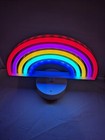 Isaac Jacobs 6.5” x 8.65” LED Neon Rainbow Tabletop Lamp White Base ...