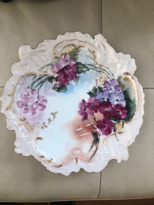 Antique Leonard Vienna Austria Porcelain Plate Raised Lace Pattern Gold ...