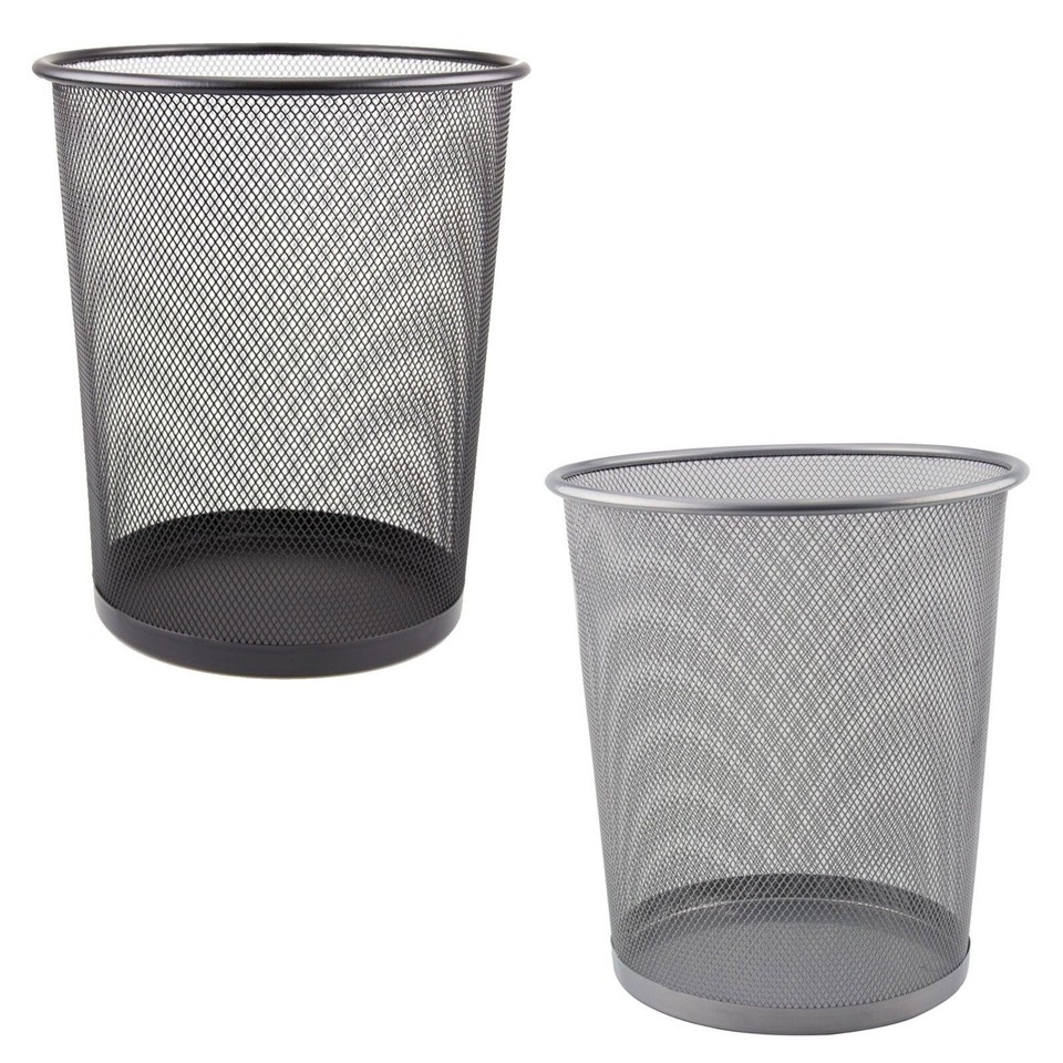 Mesh Waste Bins Iron Trash Bin Paper Basket Kitchen Bedroom Office ...