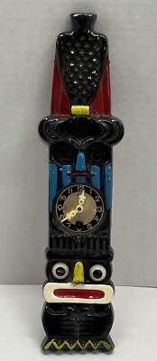 Vintage Mi Ken Japan Totem Pole Moving Eyes Novelty Plastic Wall Clock ...