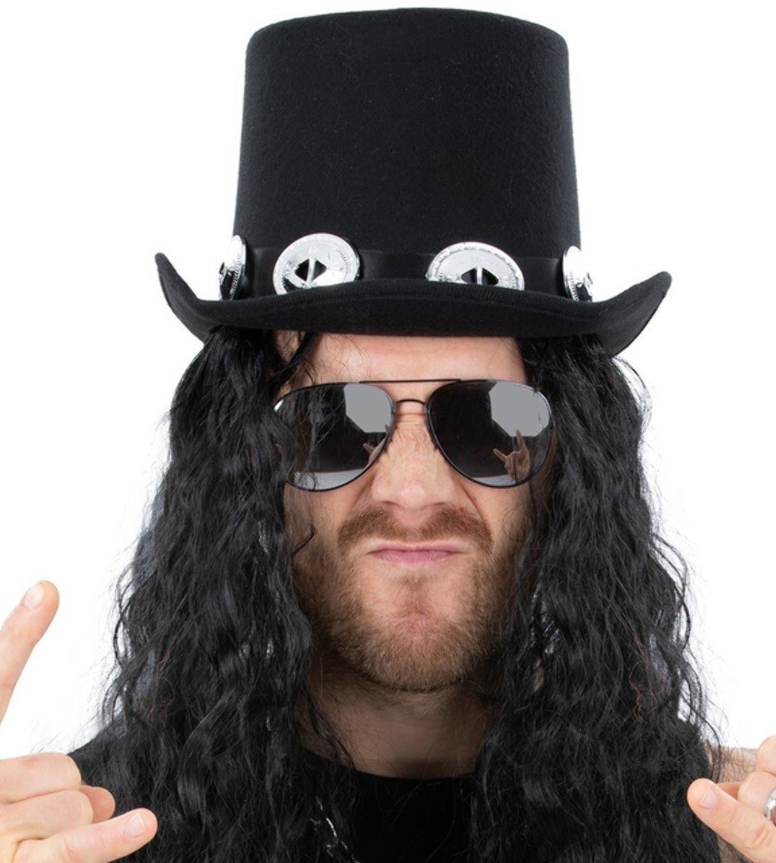 80s 1980s 80's 90s Hard Rocker Fancy Dress Hat & Glas… - Gem