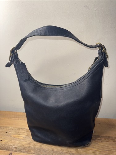 Vintage Black Leather Coach Hobo Bucket Bag-style 9823 w/ Gold Hardware ...