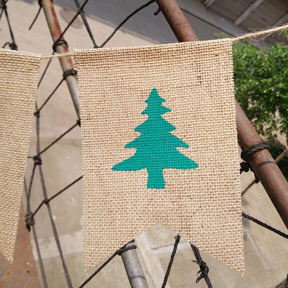 2 .8M Fabric Bunting Banner, Burlap Tree Christams Flag for Party ...