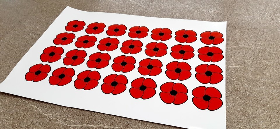 Poppy Flower Stickers Decals Water Colour Wall Window Car Remembrance ...
