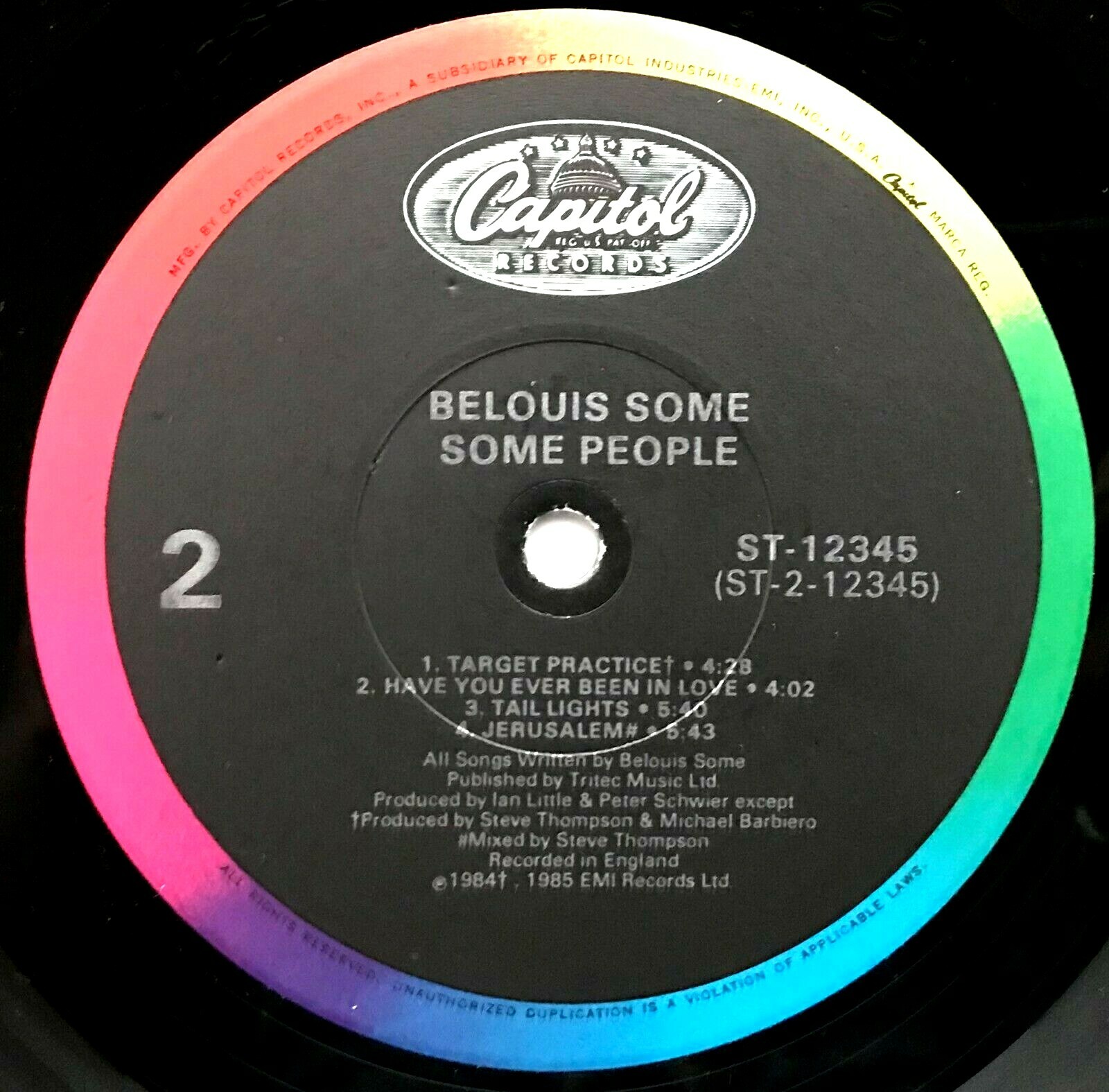 BELOUIS SOME "Some People" Vinyl LP 1985 Capitol ST-12345 / SOME-1 ...