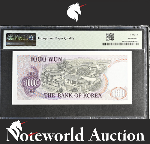 South Korea Bank of Korea 1000 Won ND (1975) P 44 UNC PMG 66 EPQ NR No Reserve | eBay