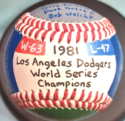 HAND PAINTED BASEBALL 1981 LOS ANGELES DODGERS WORLD SERIES CHAMPIONS ...