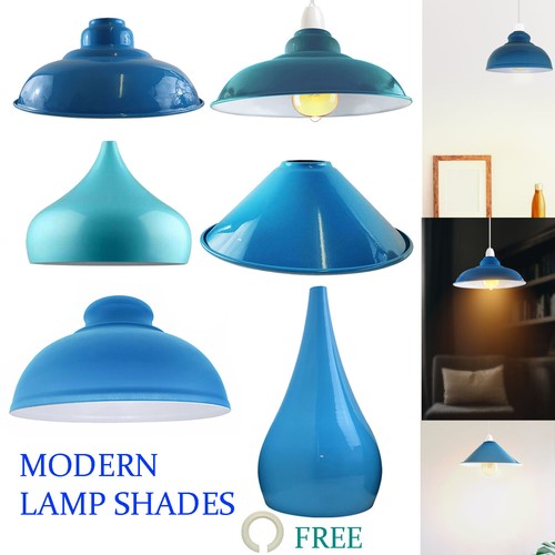 Vintage Lamp Shade Blue Pendant Lamp Industrial Loft Metal Ceiling ...