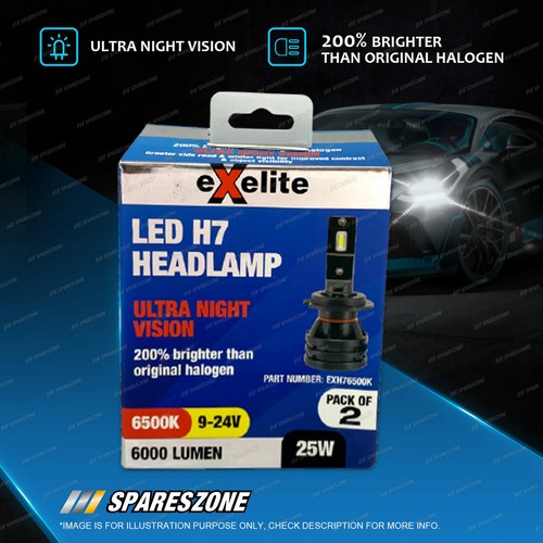 Exelite LED H7 Headlamp 6500K 9-24V - Ultra Night Vision Twin Pack ...