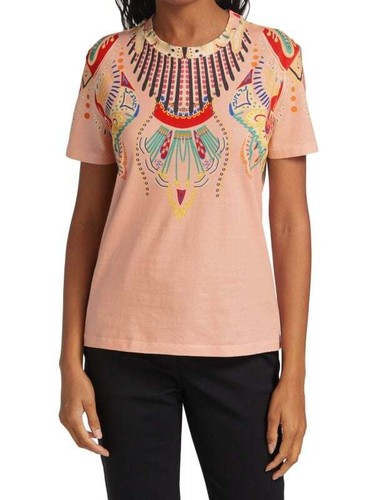 Etro Tee Shirt Top Abstract Peach Pink Illustrated Print Size XSmall 4 ...