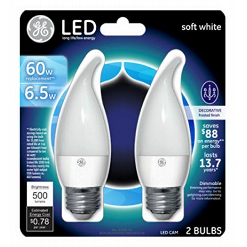 GE Lighting LED Candle-Shape Light Bulb, Soft White, Frosted, 6.5 Watt ...