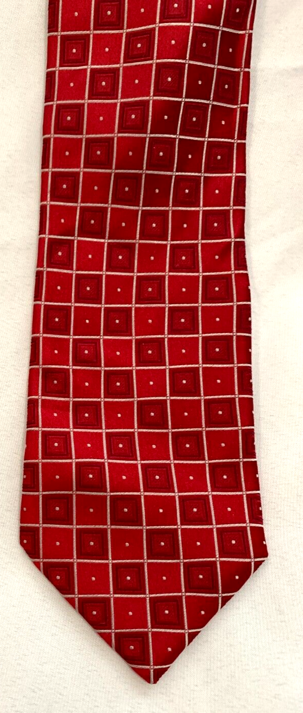 Donald J Trump Signature Necktie 3.75X59" Silk Red Squares 7 Dots Tie ...