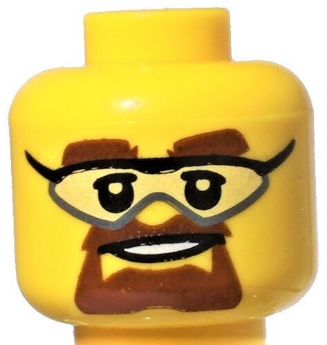 ☀️NEW Lego Male Minifigure Minifig Head Face Glasses Brown Goatee ...