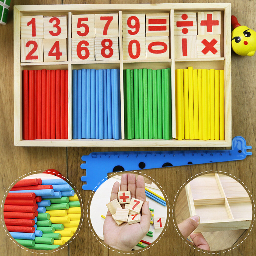 Wooden Counting Sticks Funny Number Cards and Counting Rods for ...