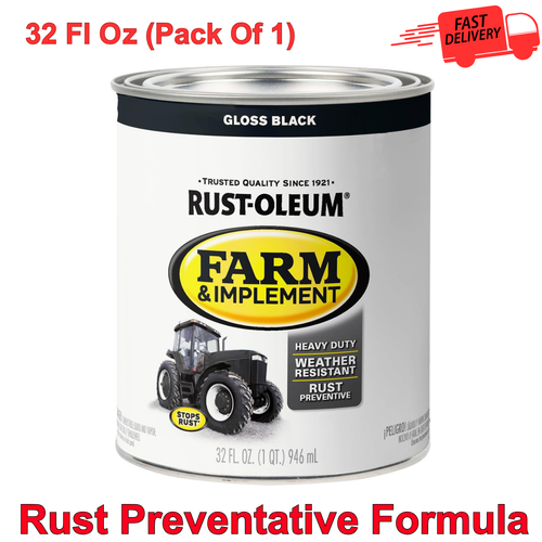 Farm and Implement Enamel Paint - 1 Quart, Gloss Black, Heavy Duty ...