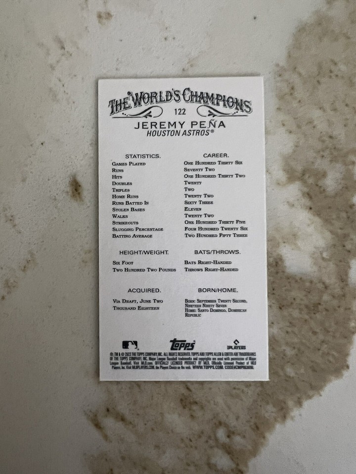 Jeremy Pena Houston Astros 2023 Allen & Ginter Gold Border Mini ...
