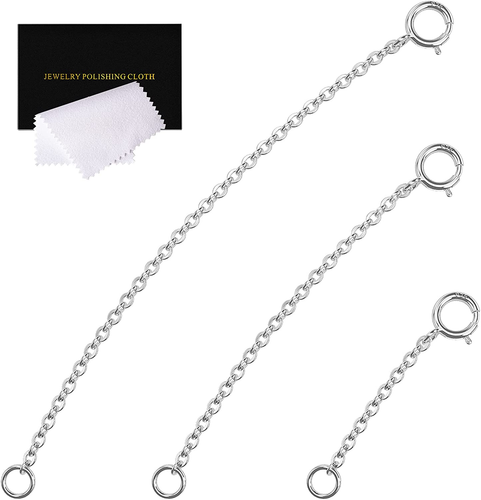3 Pcs 925 Sterling Silver Necklace Extender Silver Chain Extenders for ...