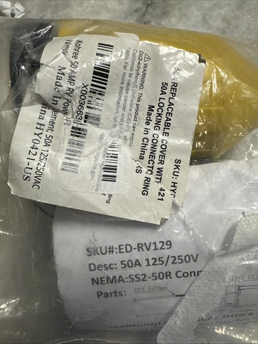 Kohree 50 AMP RV Power Cord Cover Twist Lock With Boot Inlet Locking ...