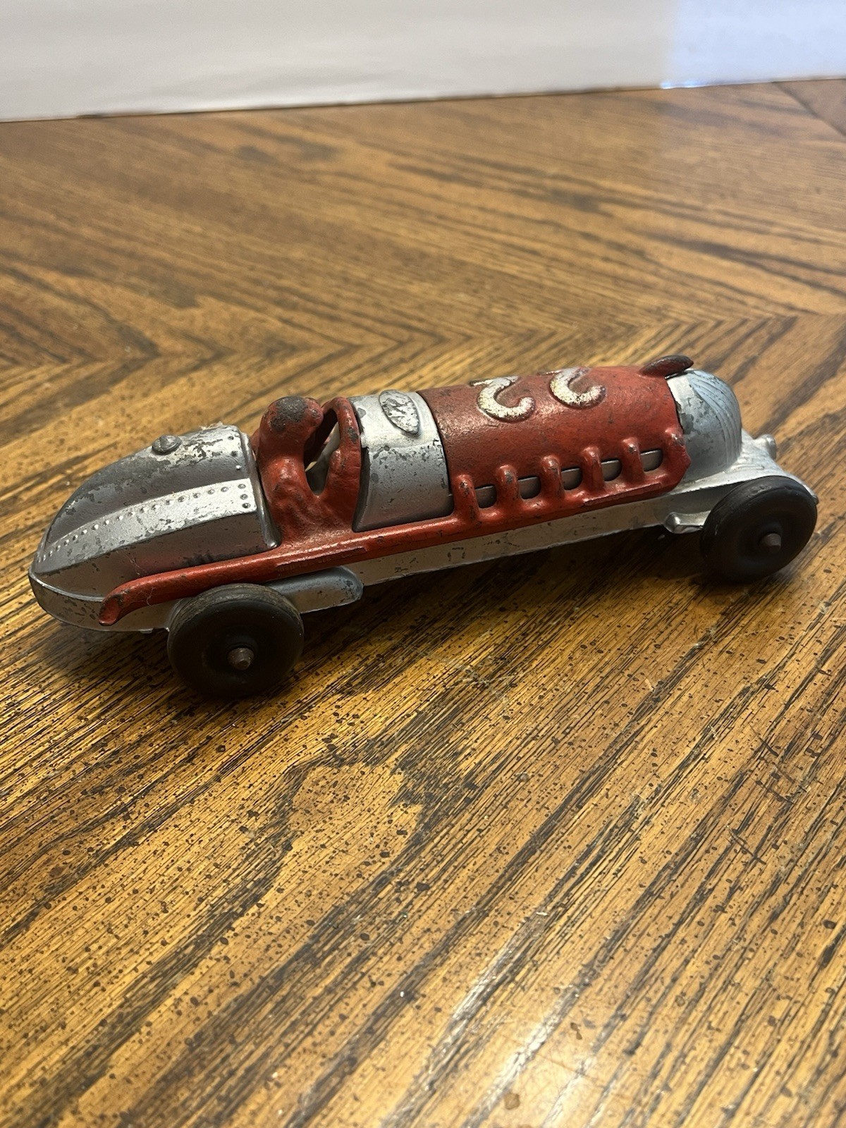 Vtg Antique 1930s Hubley Derby Racecar #22 Red & Silver Made In USA | eBay