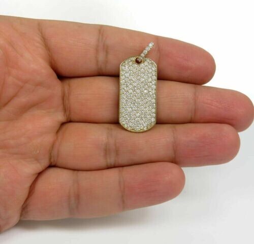 1.13ct D/VVS Natural Moissanite Classy Dog Tag Charm Women's Pendant ...