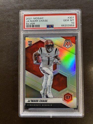2021 Mosaic Ja Marr Chase Silver Mosaic Rookie RC #307 PSA 10 Bengals ...