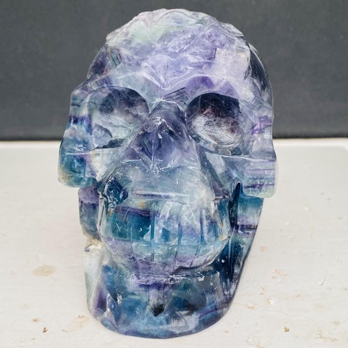 Natural Fluorite Crystal original stone hand carved Ghost Head 2160g | eBay